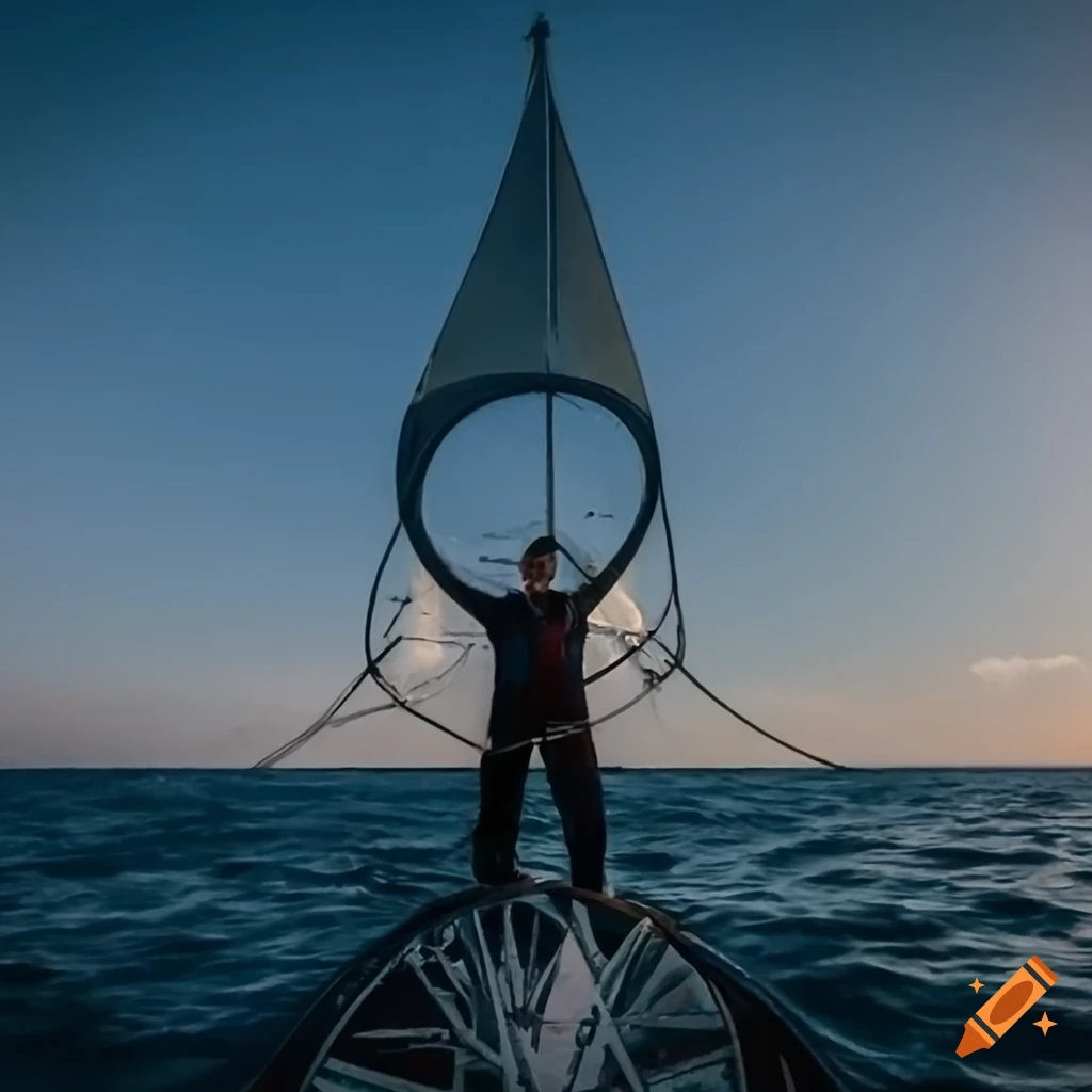 Captain sailing in the open sea