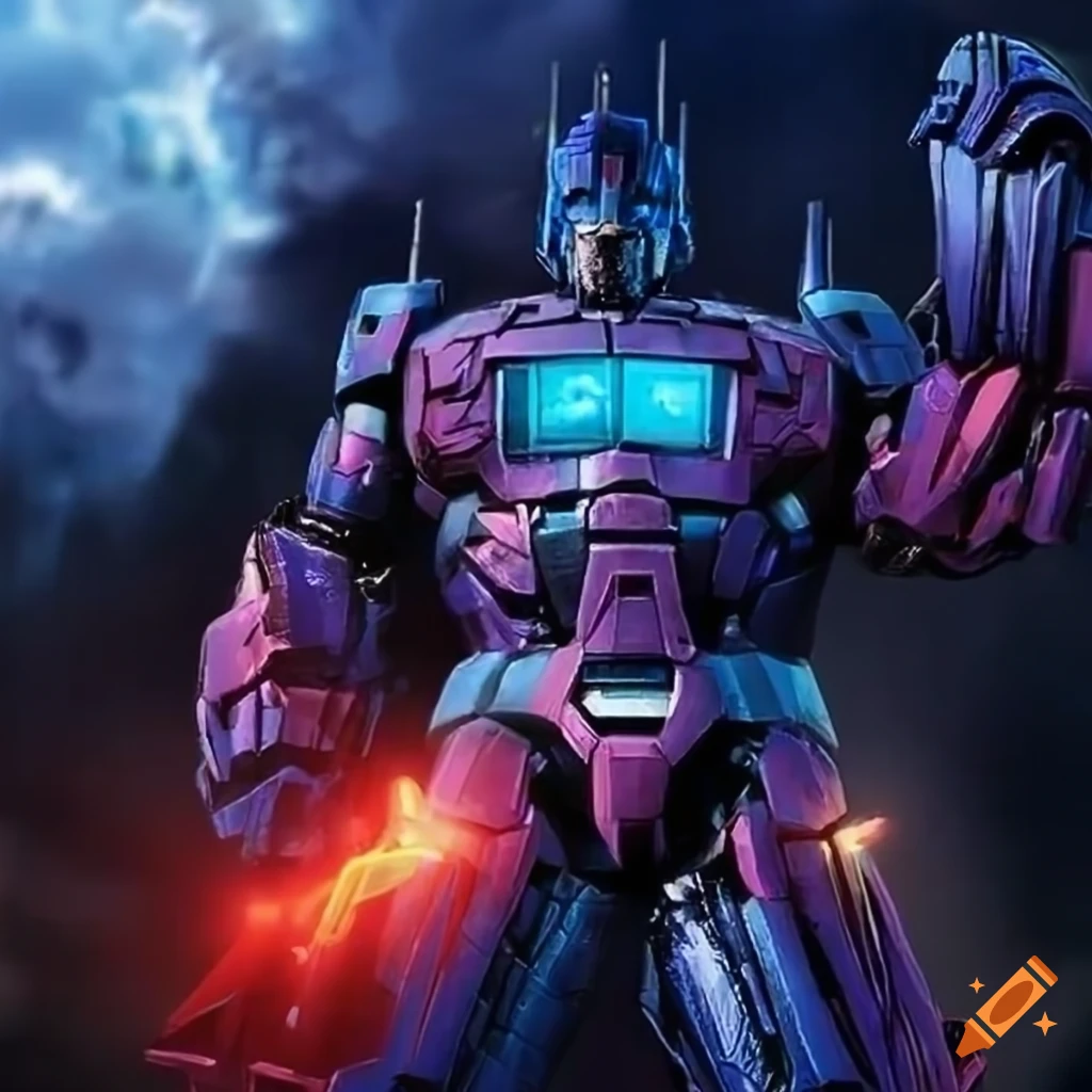 Character with blue eyes: galactus optimus prime