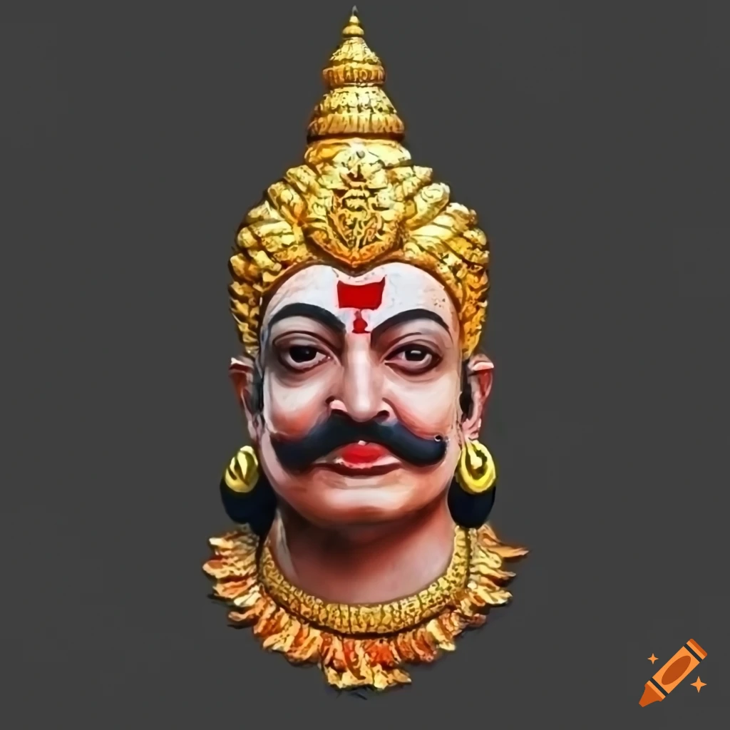Realistic depiction of Ravana's head on Craiyon