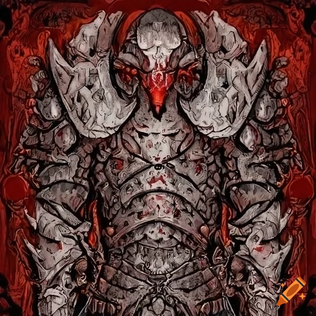 Intricate artistic depiction of demonic chest armor on Craiyon