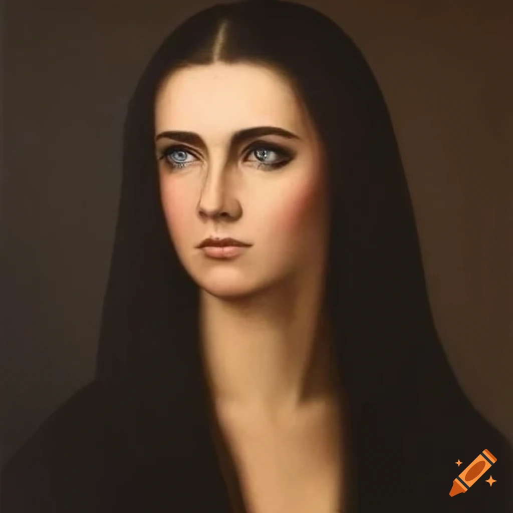 Detailed portrait of a beautiful woman with dark eyes on Craiyon