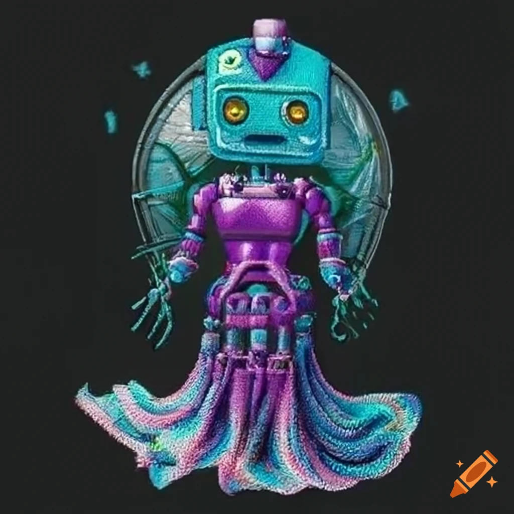 Colorful metallic robot-shaped popsicle on Craiyon