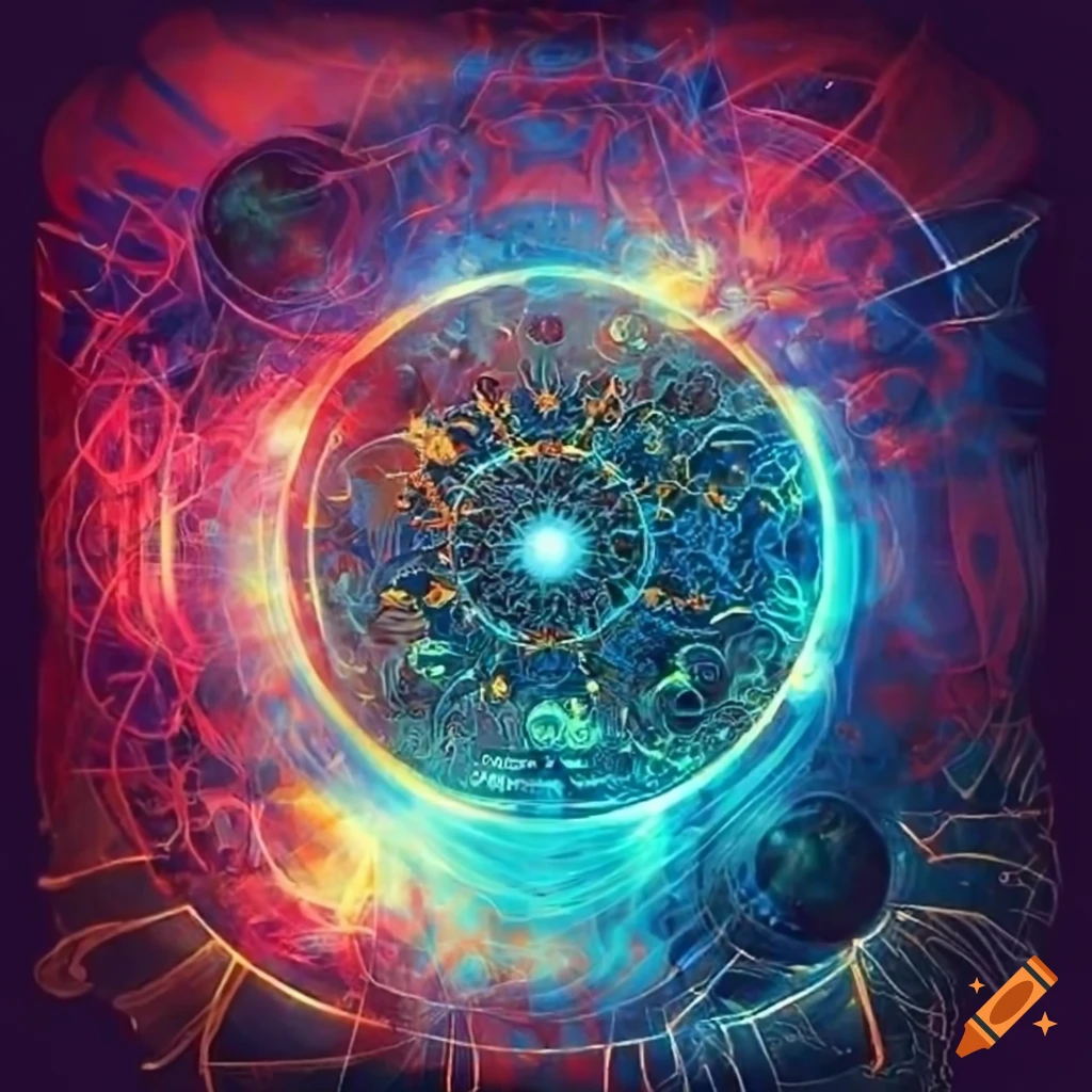 Tarot Card With Symbols Of Fundamental Particles