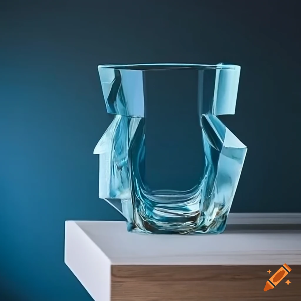 Cubist glass vase with dramatic lighting