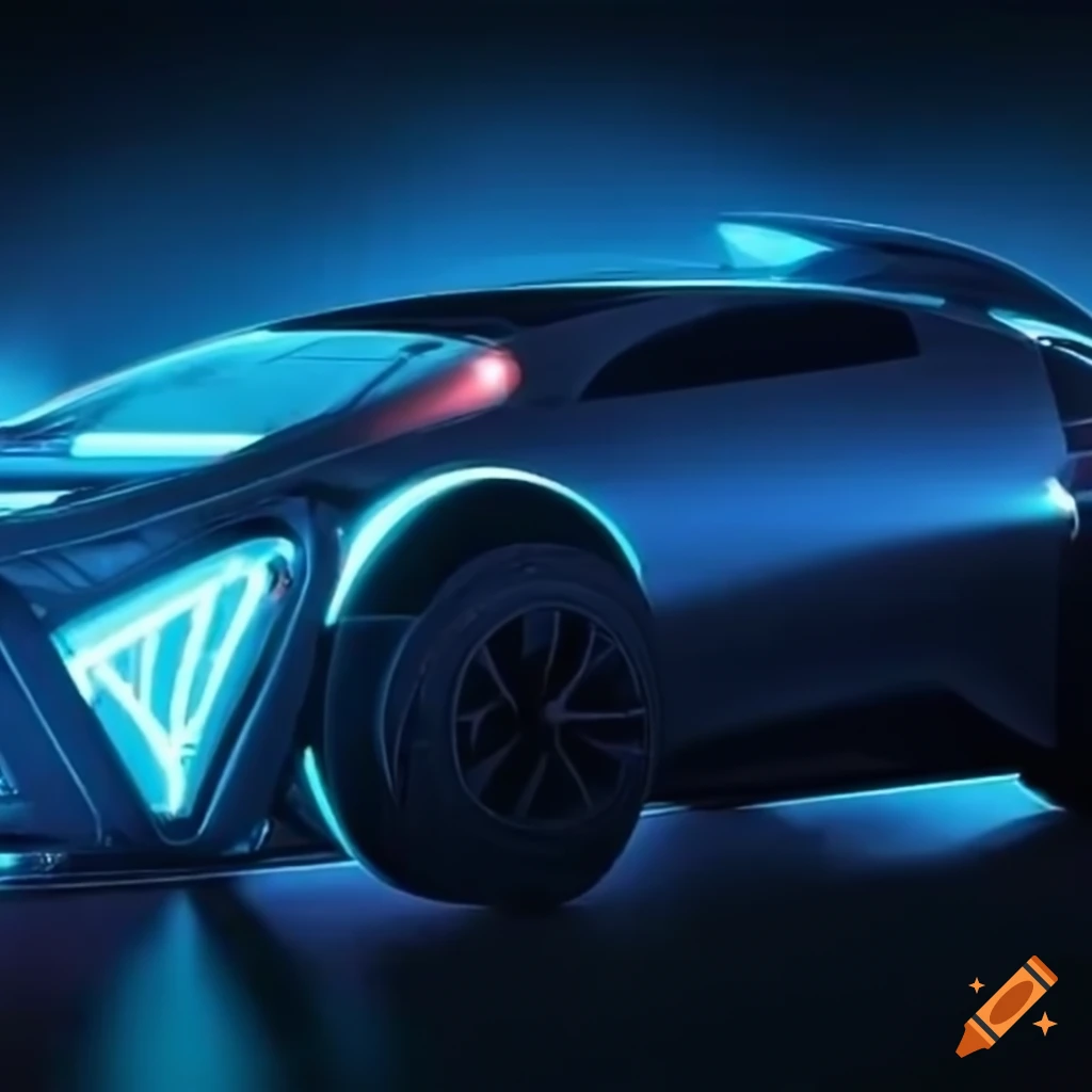 Blue flame car on Craiyon
