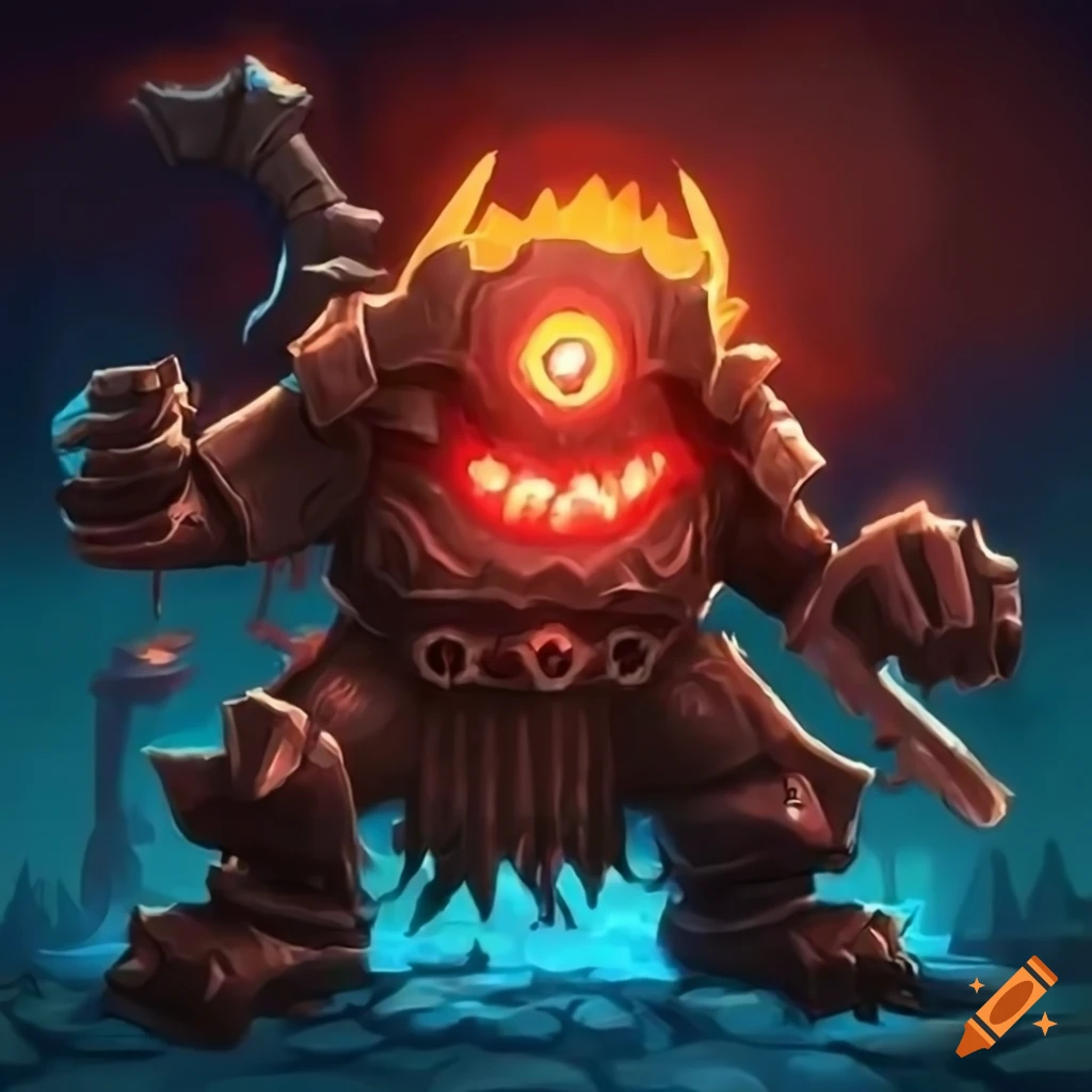 Fantasy artwork of a goblin with glowing red eyes