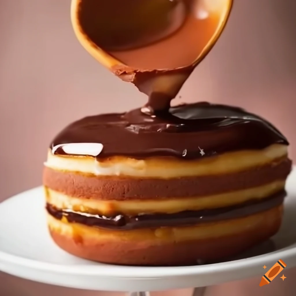 Choco vanilla donut cake with chocolate syrup dressing