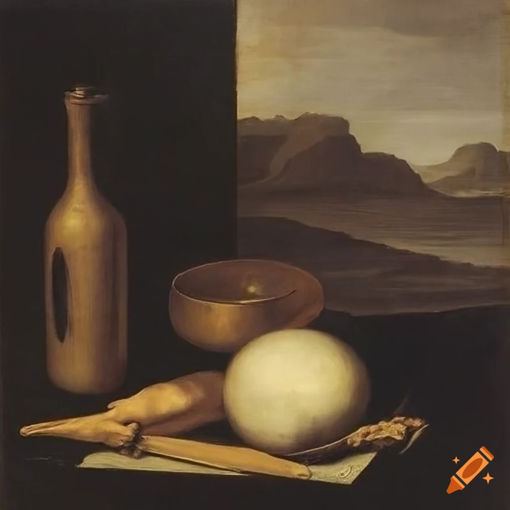 Still-life painting by magritte on Craiyon