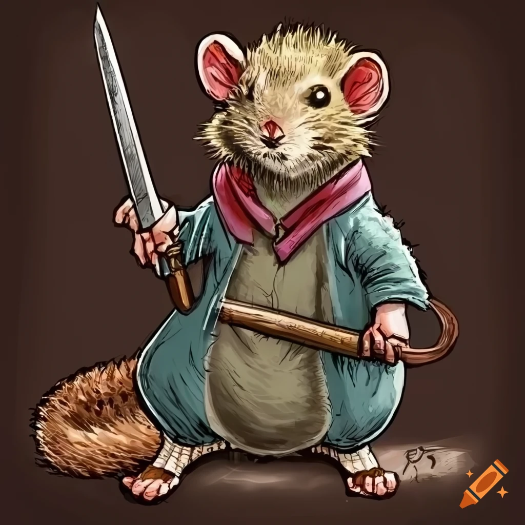Illustration of an evil rat bandit with a sword
