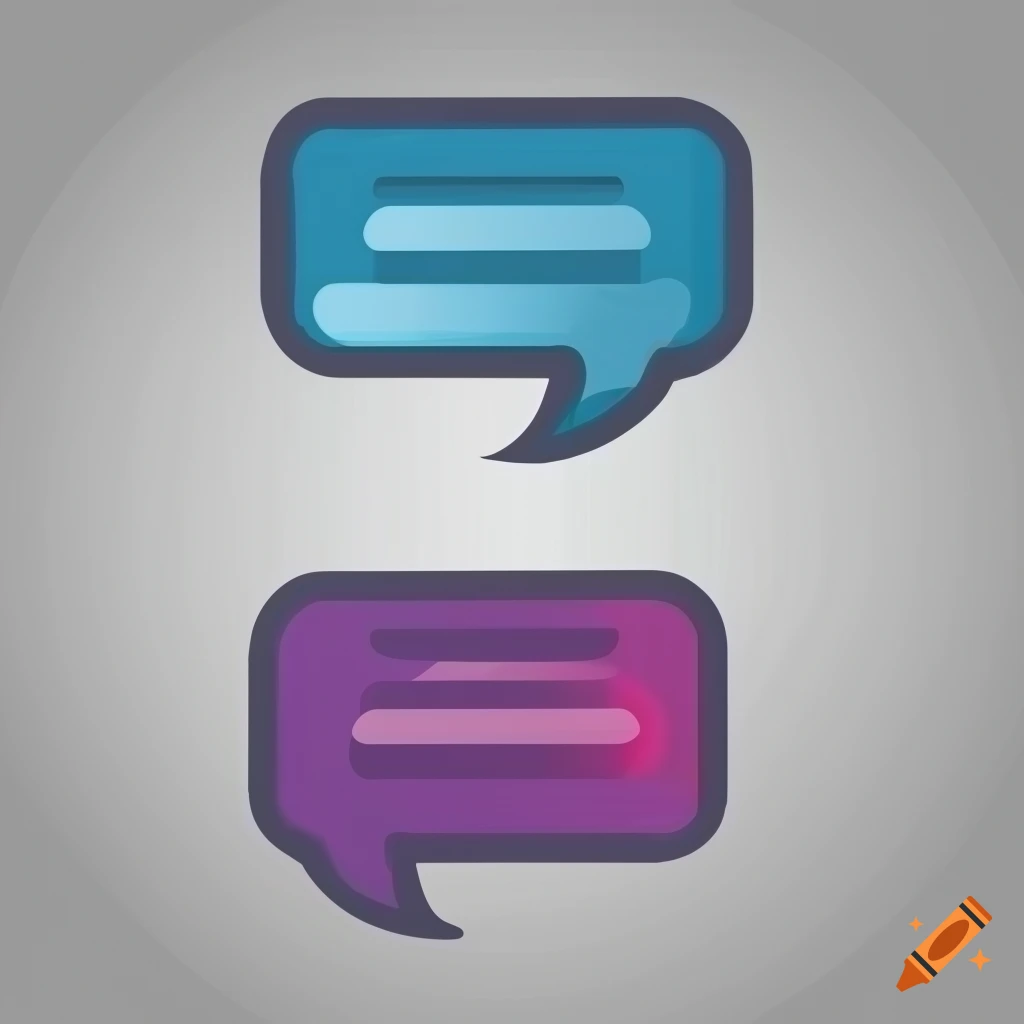 Colorful group chat bubbles icon in blue and pink on Craiyon