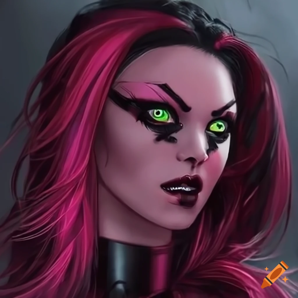 Illustration of a pink widow spider-woman