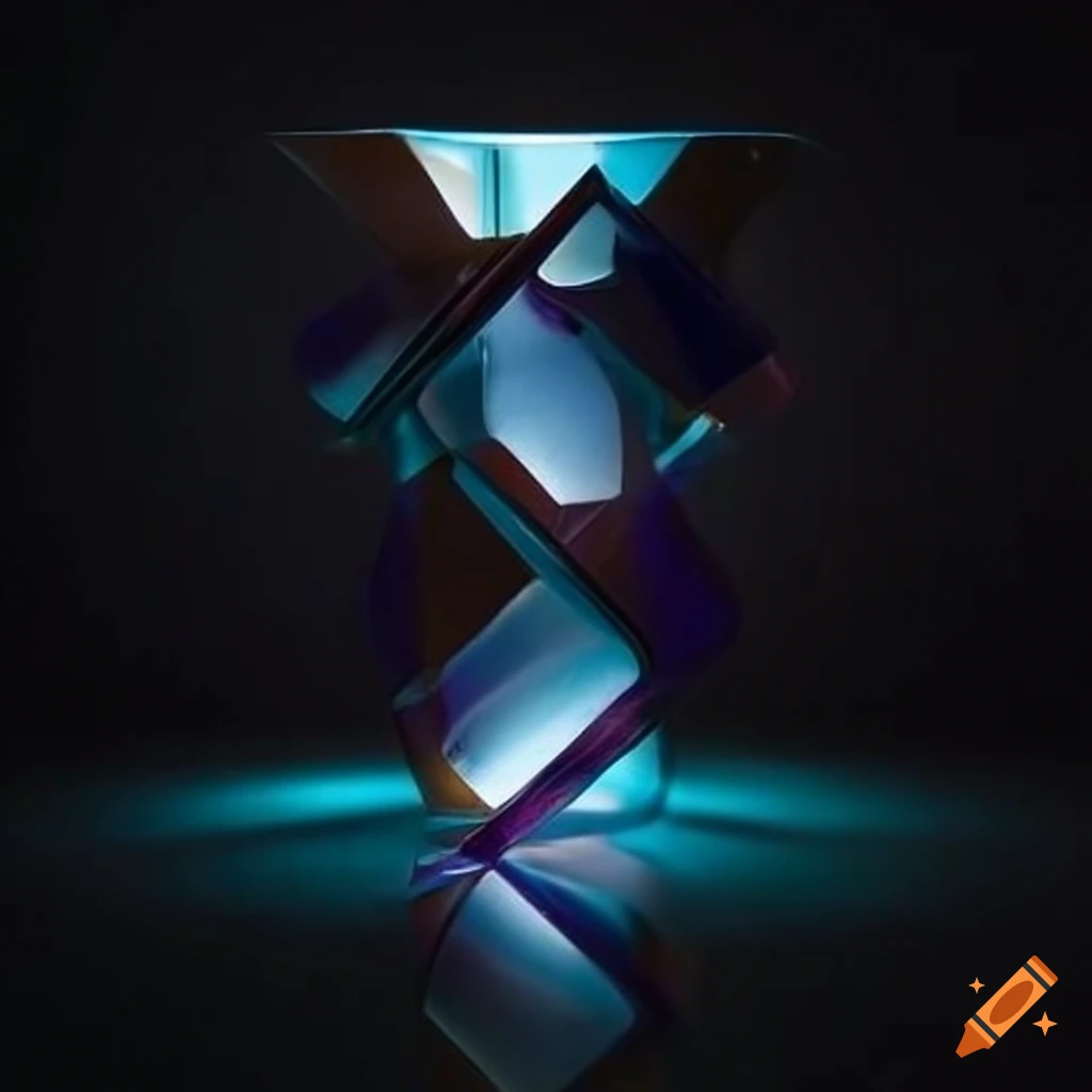 Modern abstract 3d glass artwork with natural-like patterns in dark ...