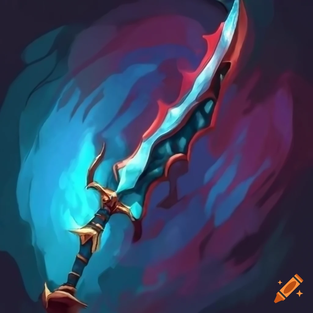 Dark iron sacrificial dagger with kanjis and mystical aura on Craiyon