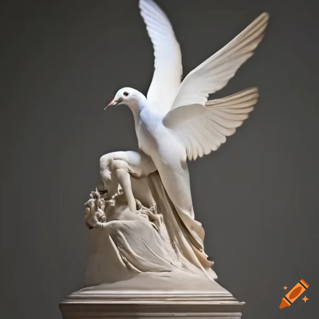 Sculpture of a resting white dove on Craiyon