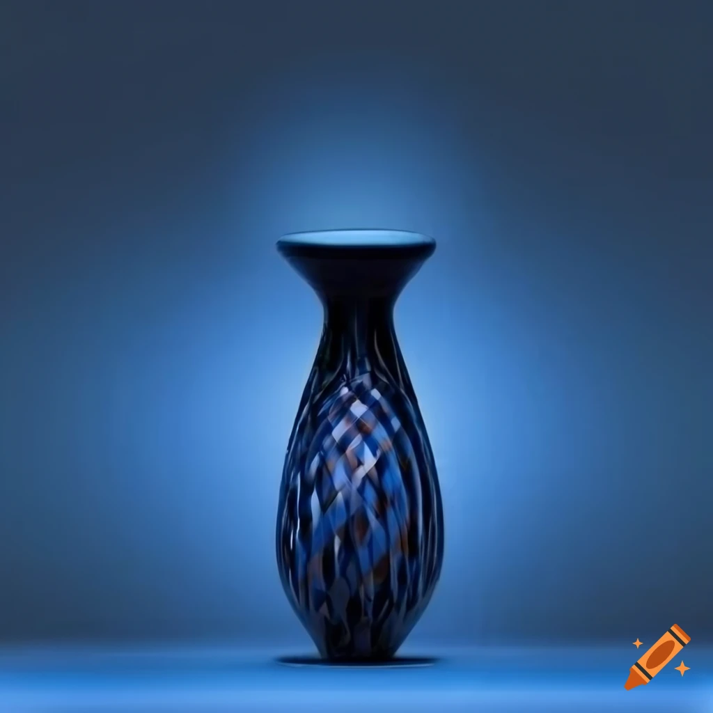 Photo of a dramatic, blue-lit art deco vase on Craiyon