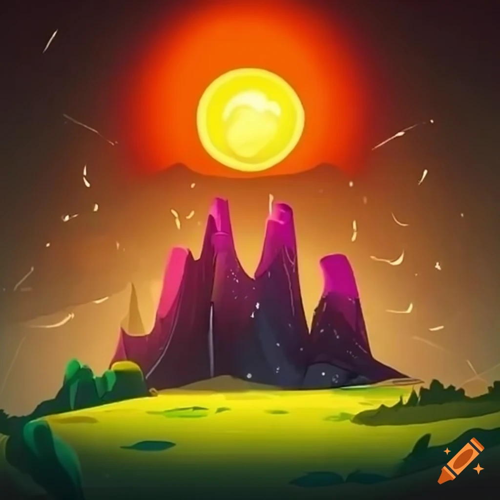 Cartoon illustration of a fantasy land on Craiyon