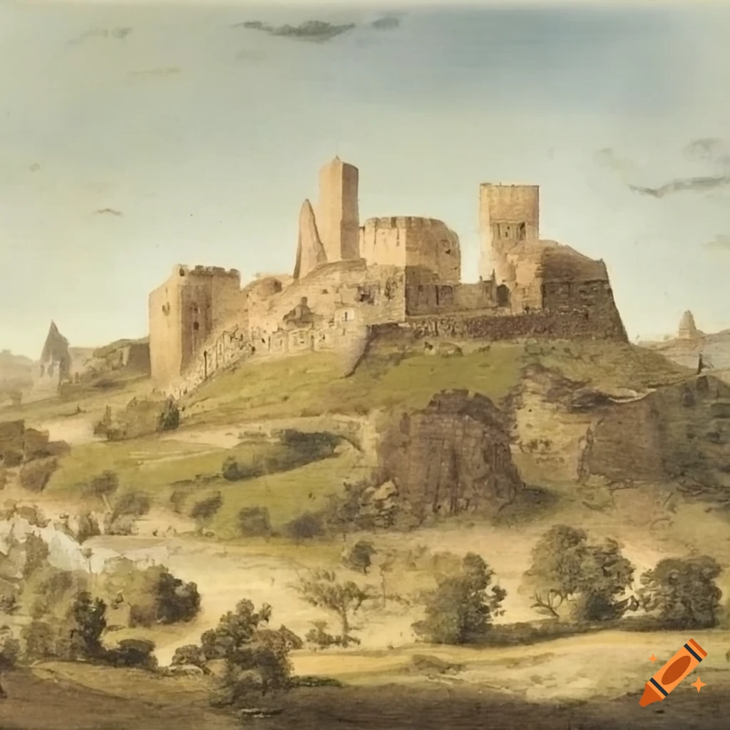 Image of a medieval fortress above a village