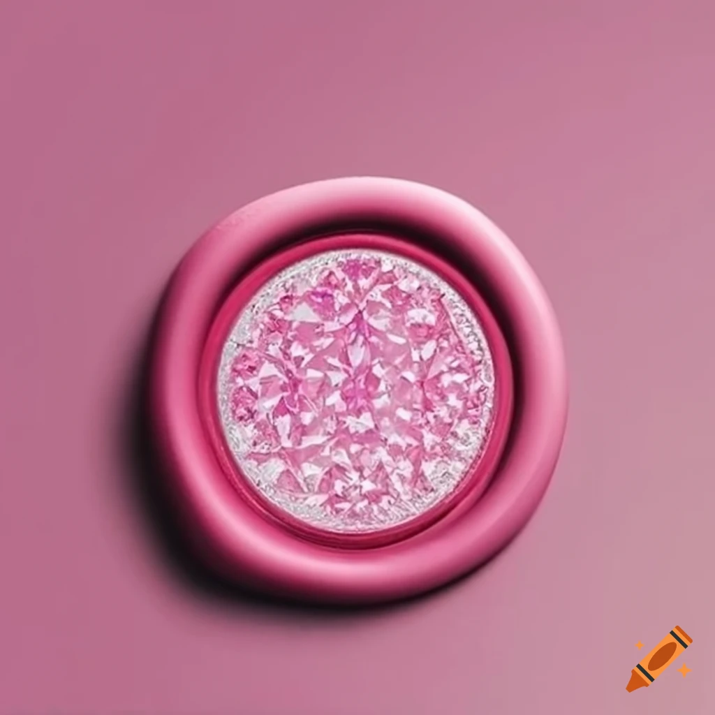 Fuchsia pink wax seal with white and gold diamond design on Craiyon