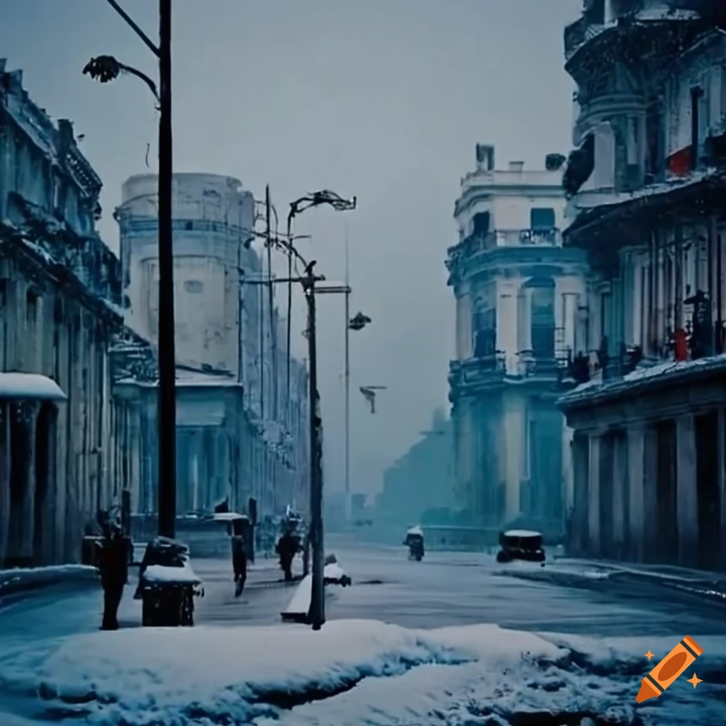 Snowstorm over havana city