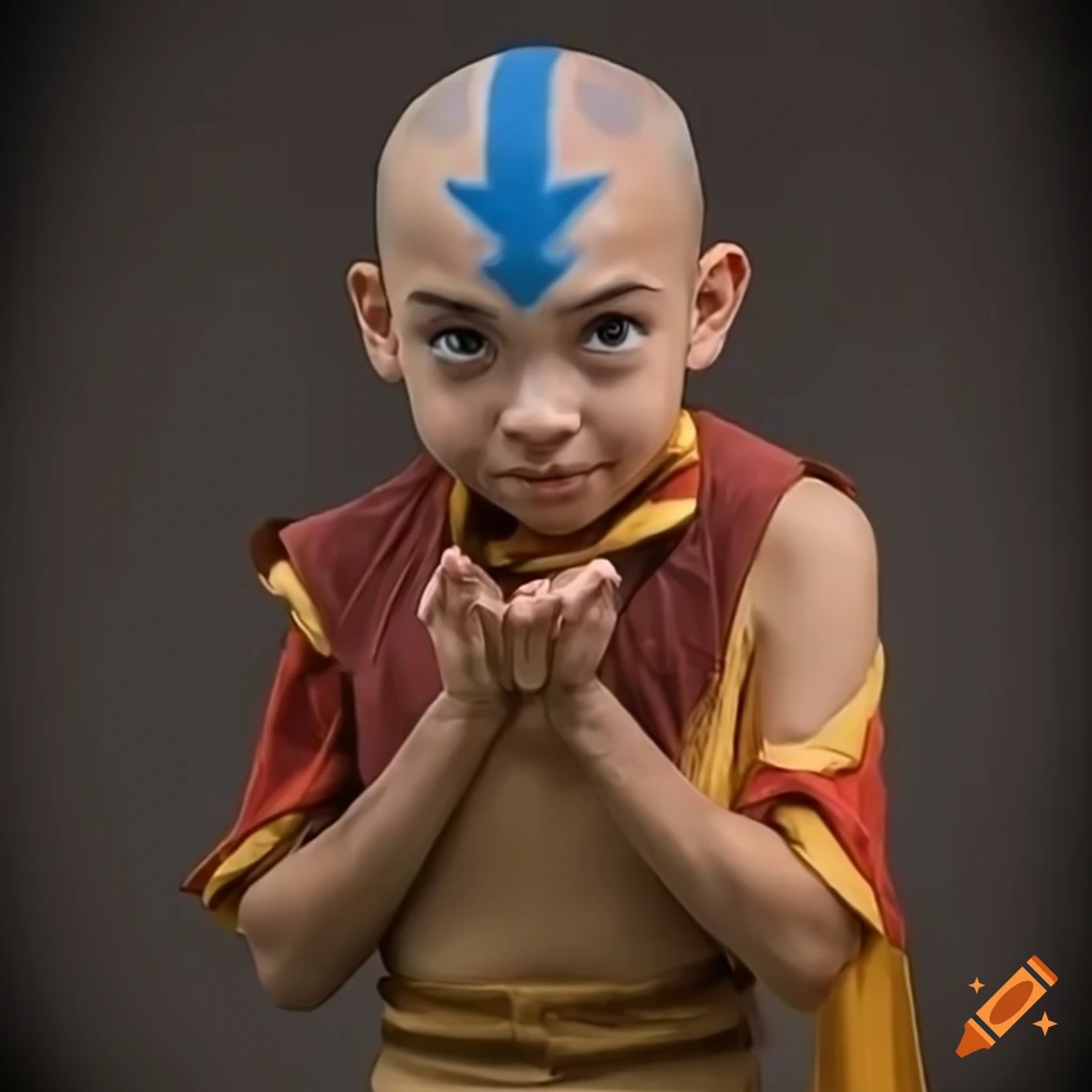 black and white photo of Aang from Avatar on Craiyon