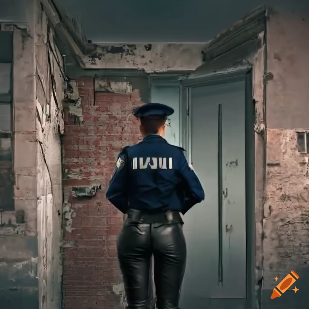 Confident police woman sitting on a couch with focus on her shoes on ...