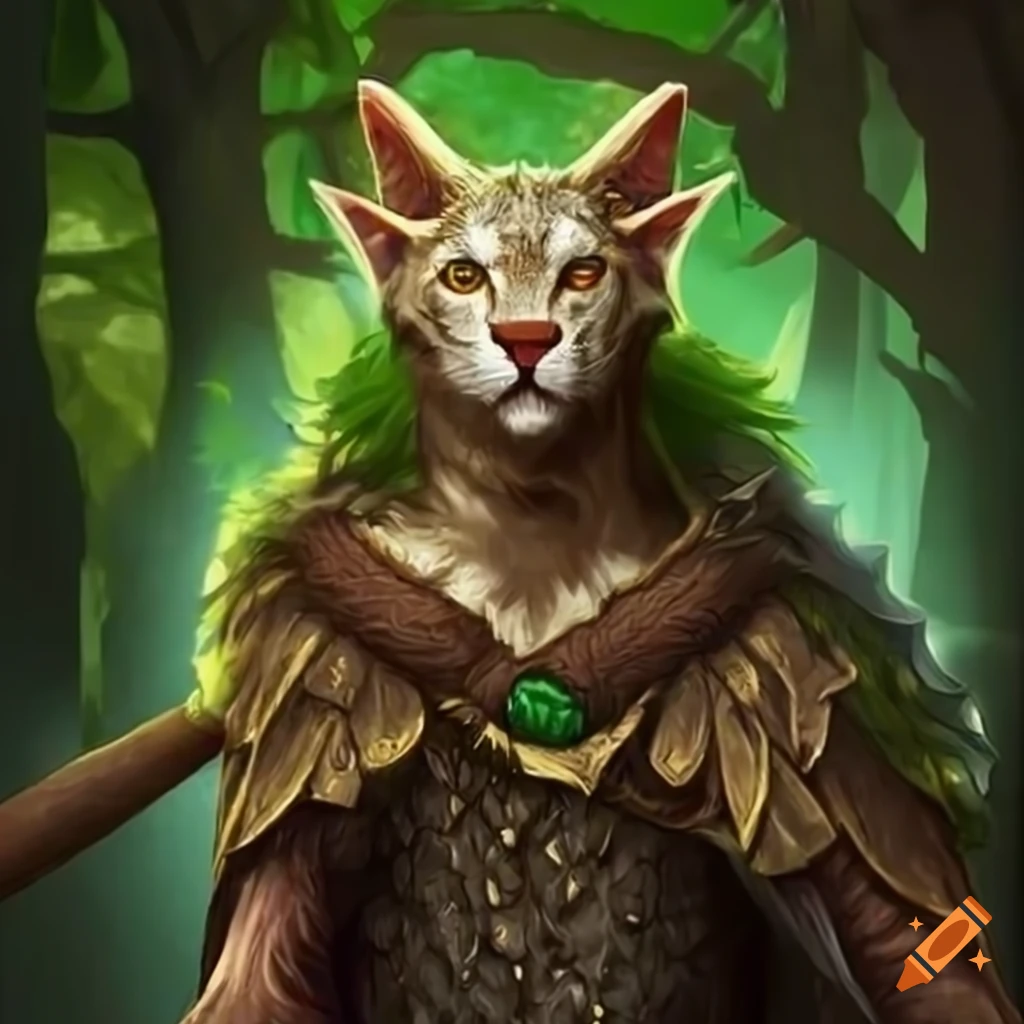 Tabaxi druid with fey earrings and iridescent eyes on Craiyon