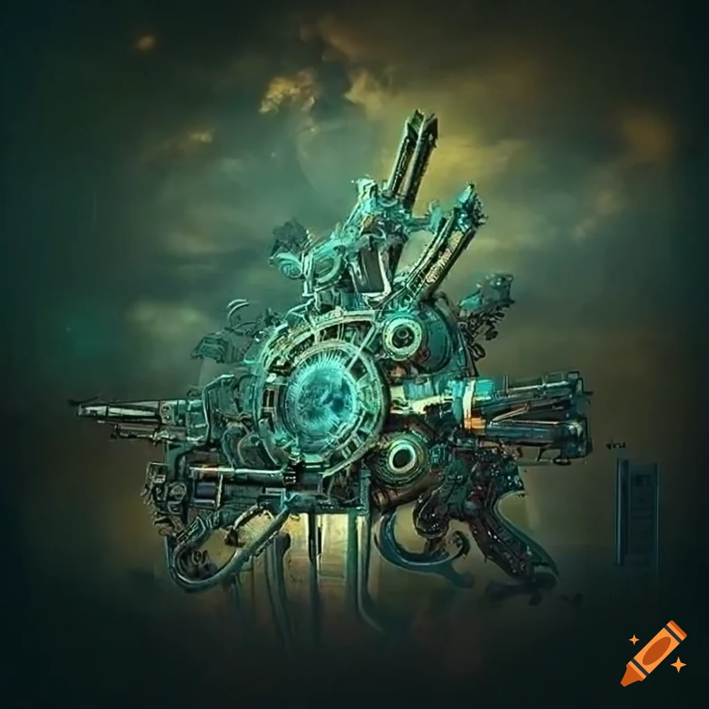 Surreal sci-fi robot machine on Craiyon