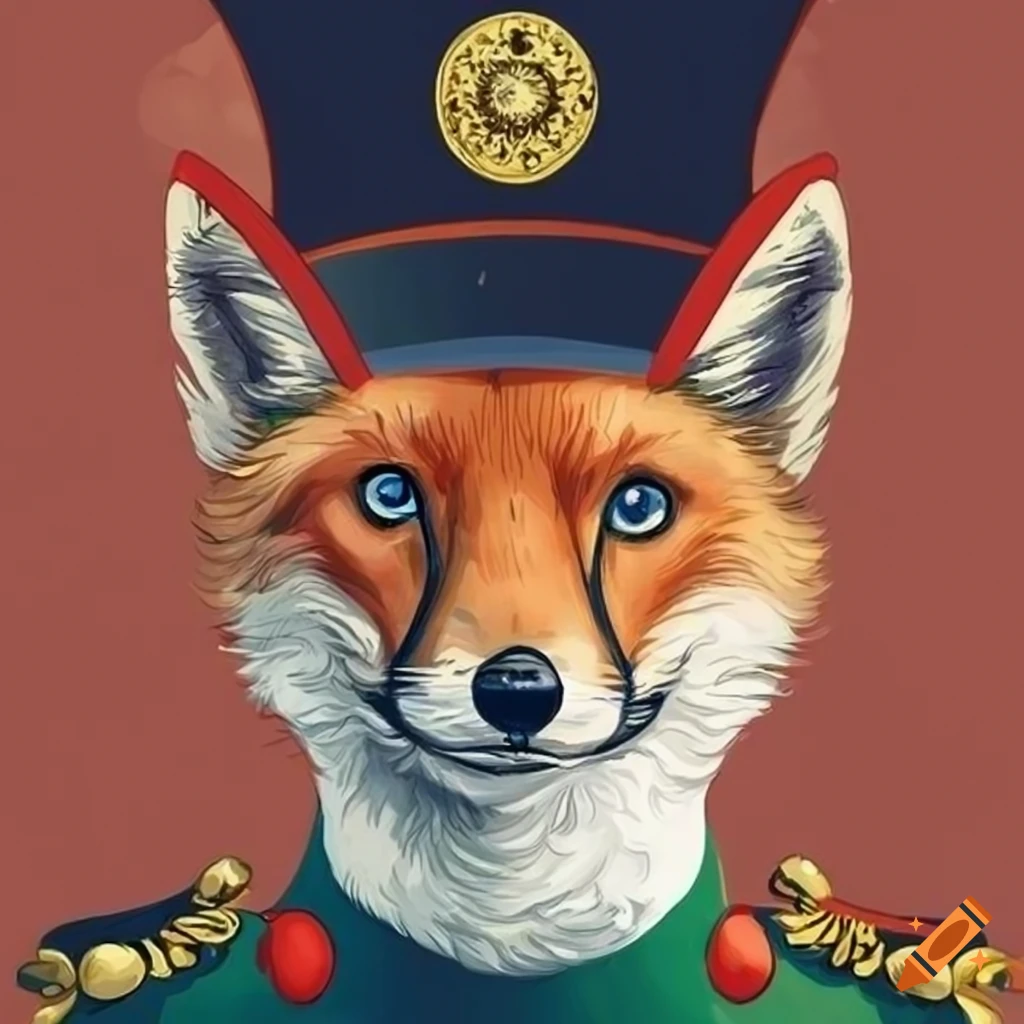 Vibrant illustration of a fox with a hat on Craiyon