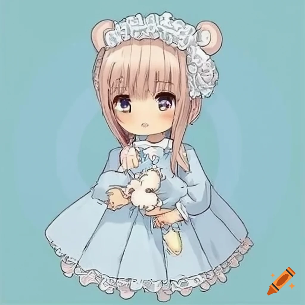 Adorable anime girl dressed as a bunny with a sheep plush on Craiyon