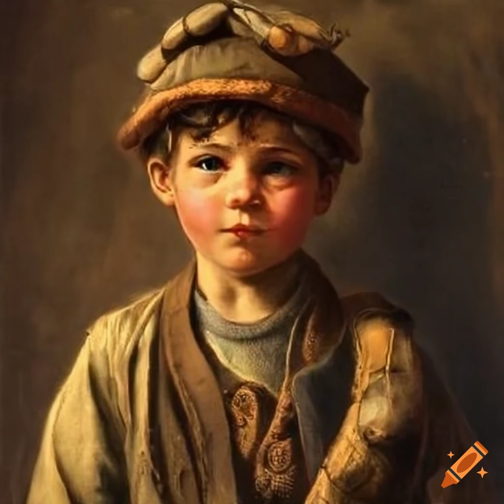 Portrait of a child in 19th century street on Craiyon