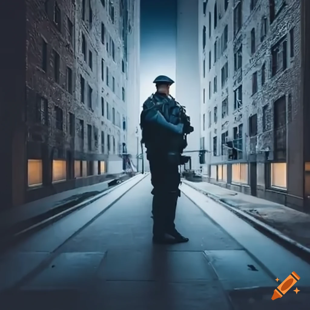 Security guard protecting a residential building on Craiyon