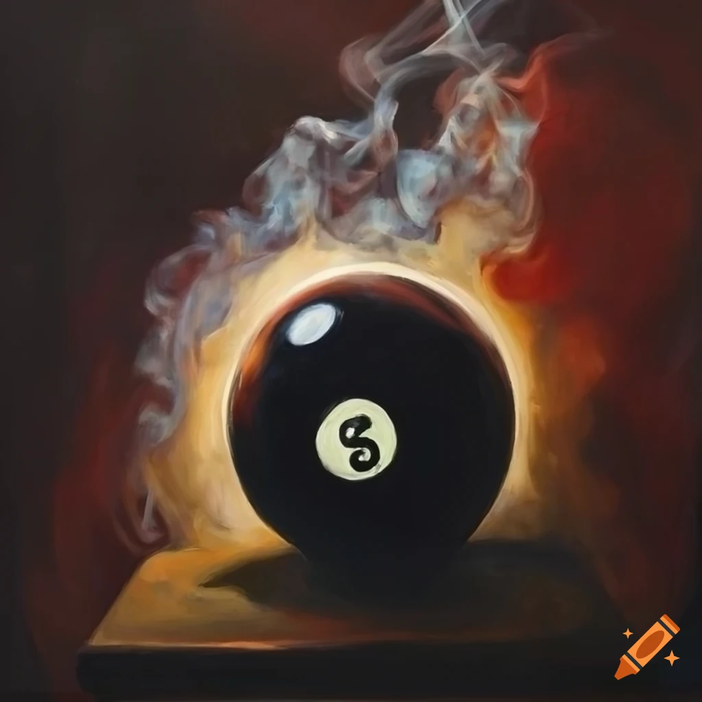 Oil painting of an 8 ball in a bar on Craiyon