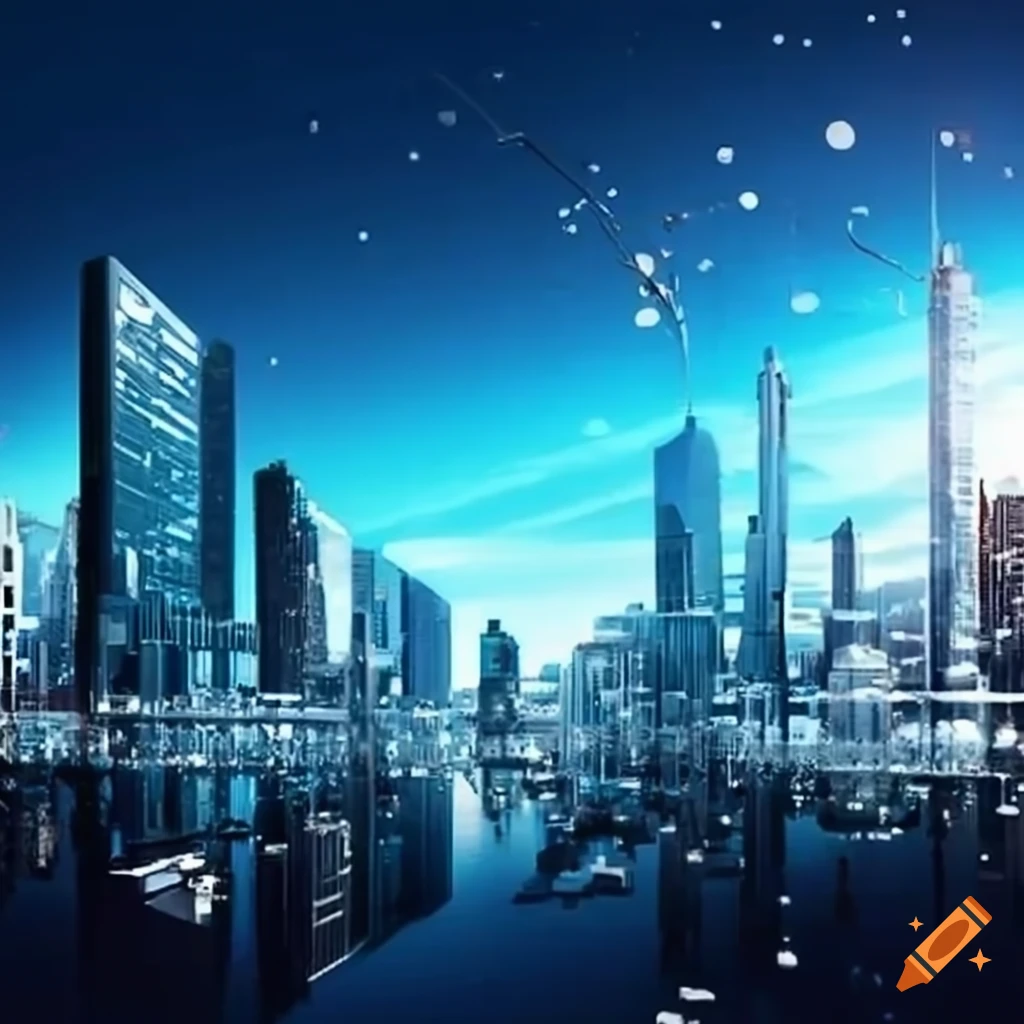 Smart city futuristic background on Craiyon