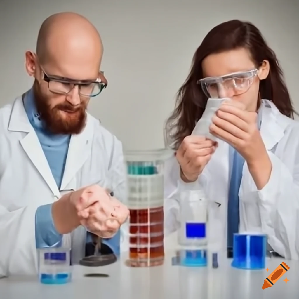Scientists eating brownies in a laboratory on Craiyon