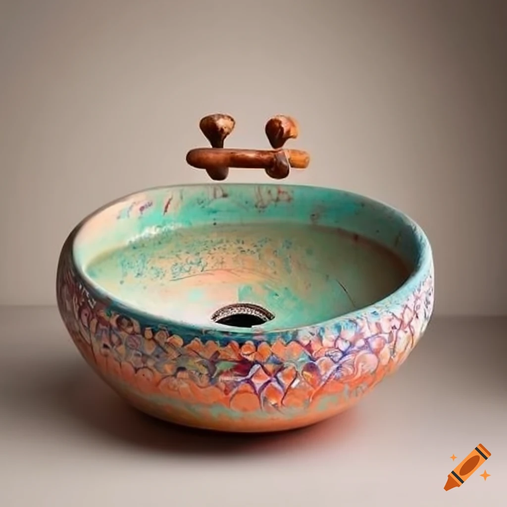 Ceramic painted sink with intricate design