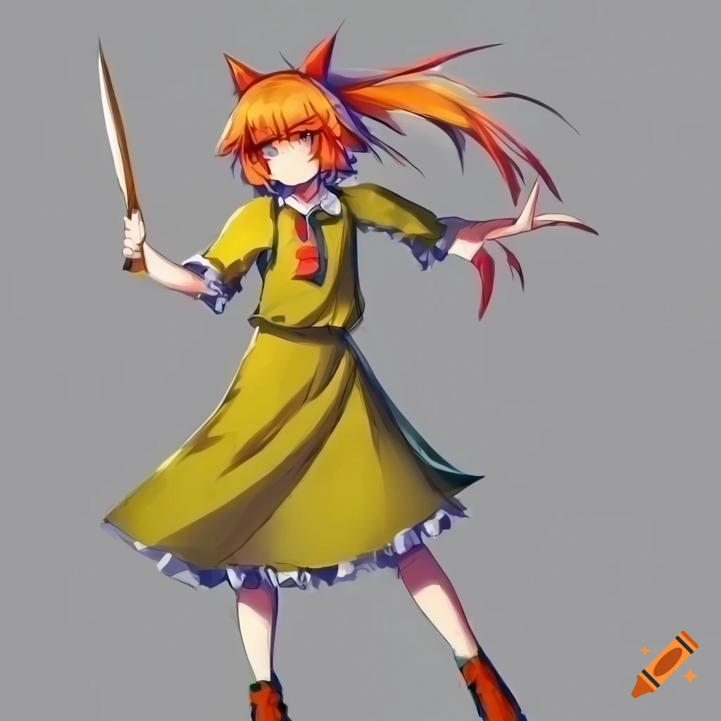 Dynamic solo artwork of a Touhou character on Craiyon