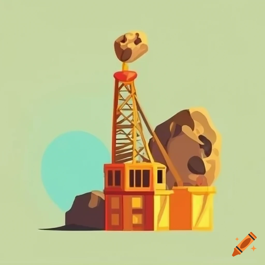 Colorful cartoon mining station on an asteroid