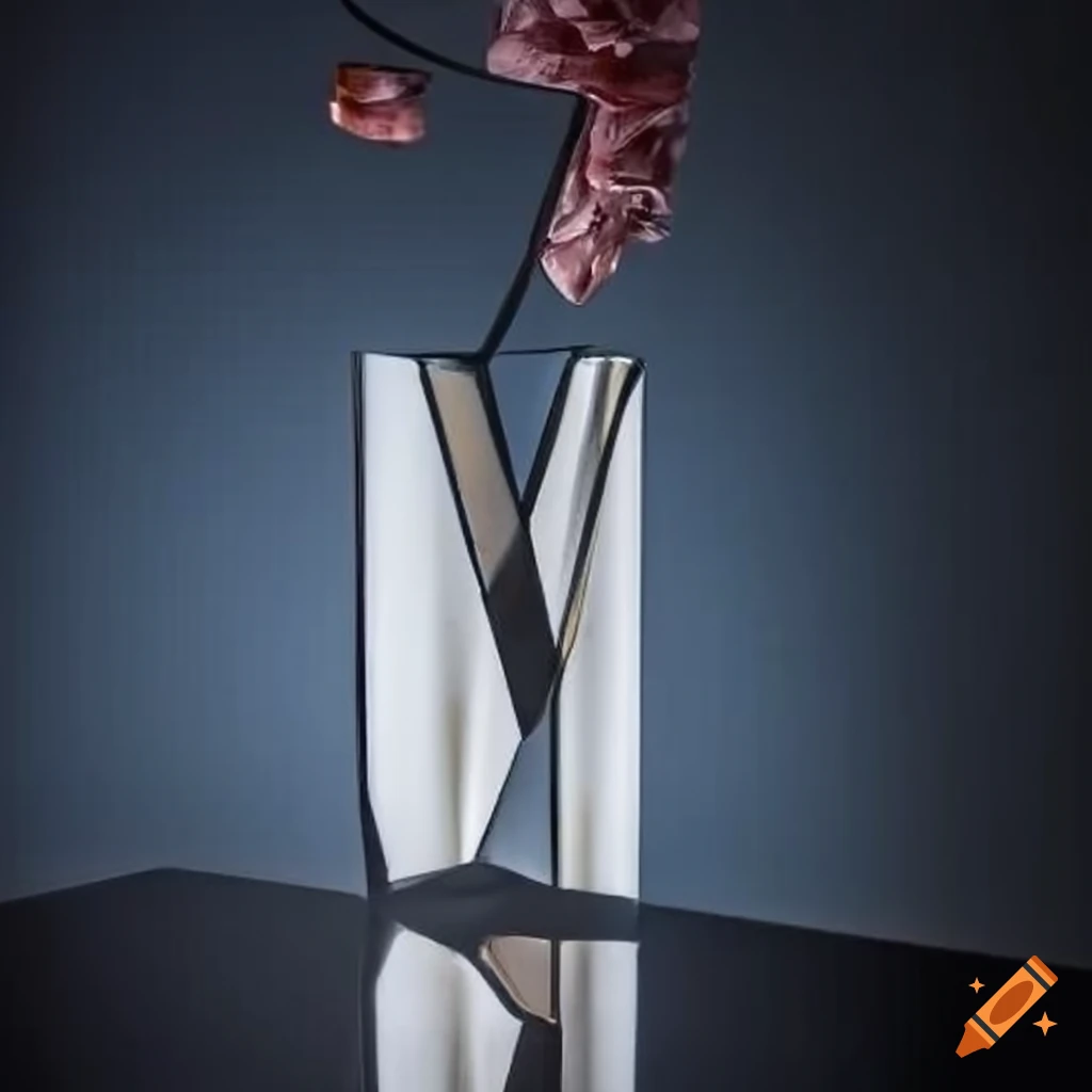 Dramatic lighting on a cubist glass vase