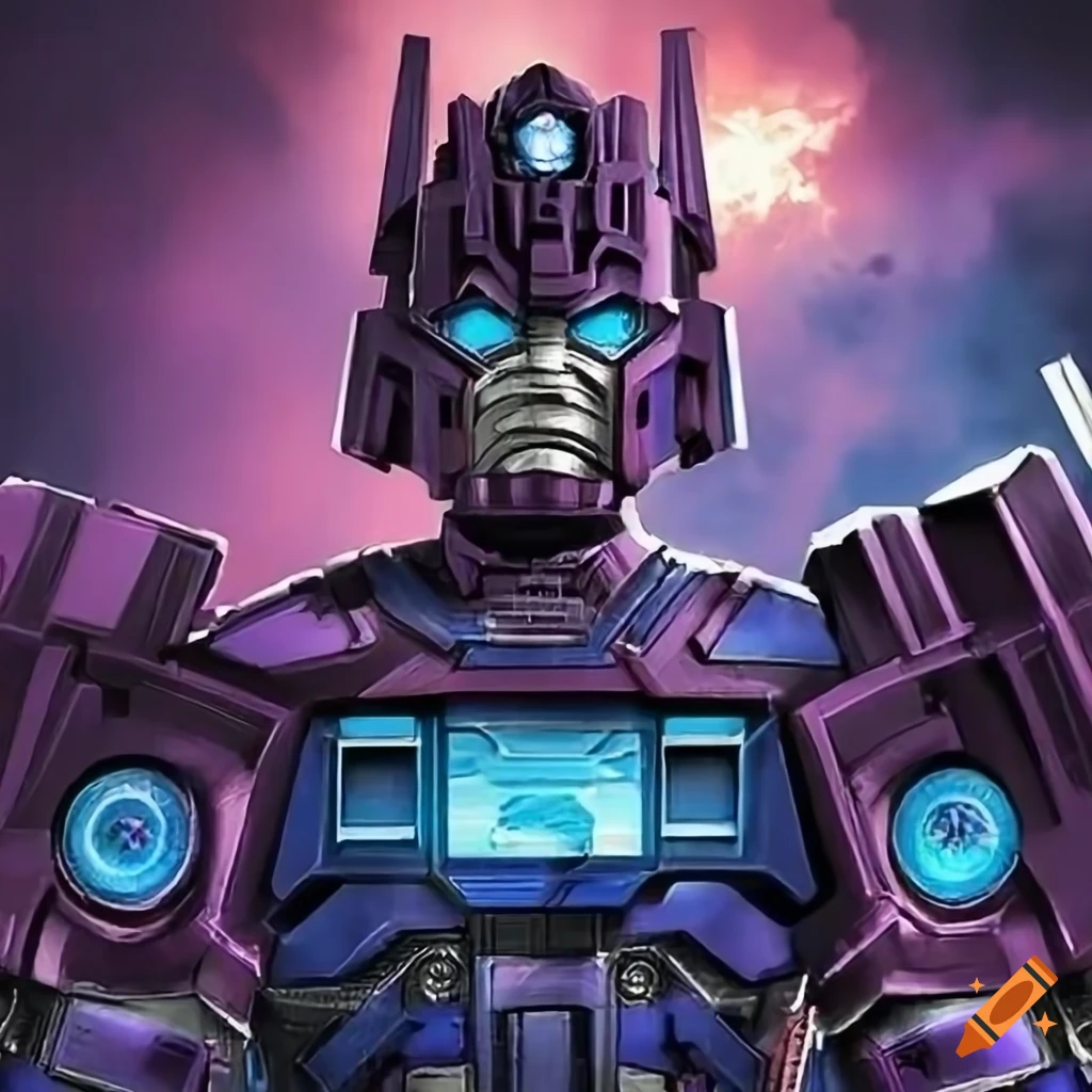 Image of galactus optimus prime with blue eyes on Craiyon