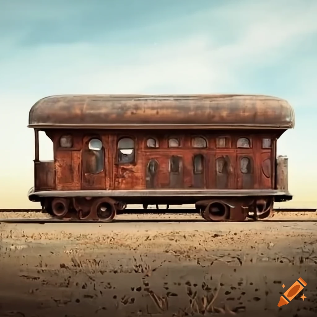 Rustic old-west train car in profile view