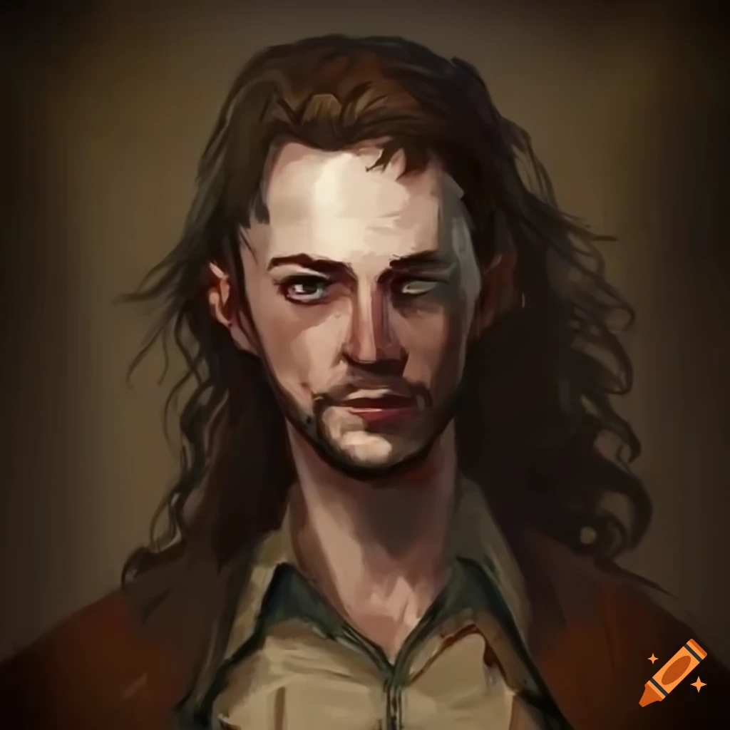 Character portrait of a young man with long hair