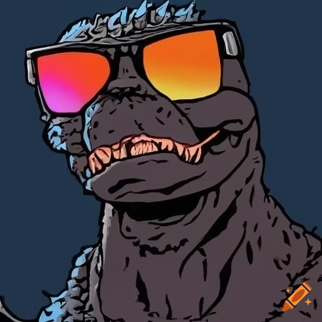 Godzilla wearing sunglasses on Craiyon