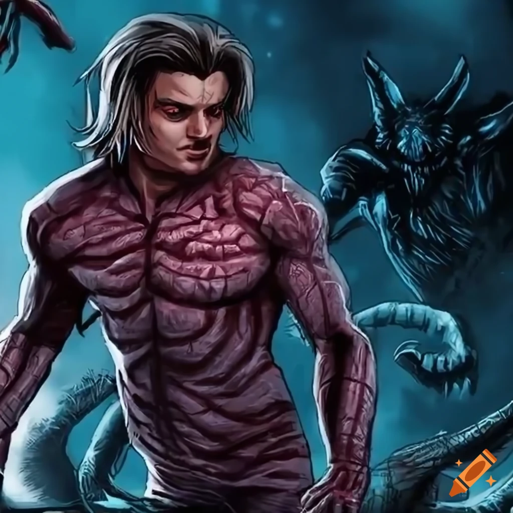 Steve harrington battling the demogorgon on Craiyon