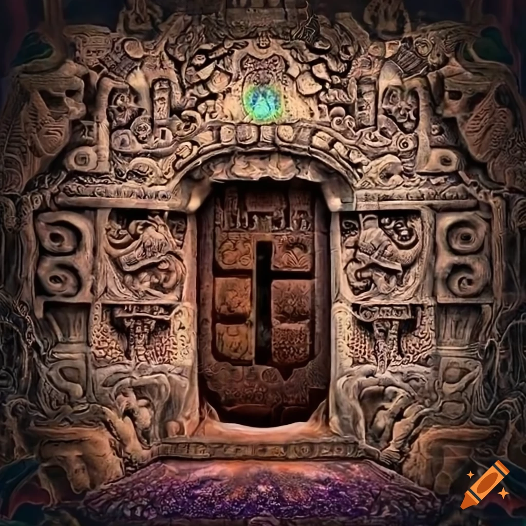 Mayan-style cosmic door artwork on Craiyon