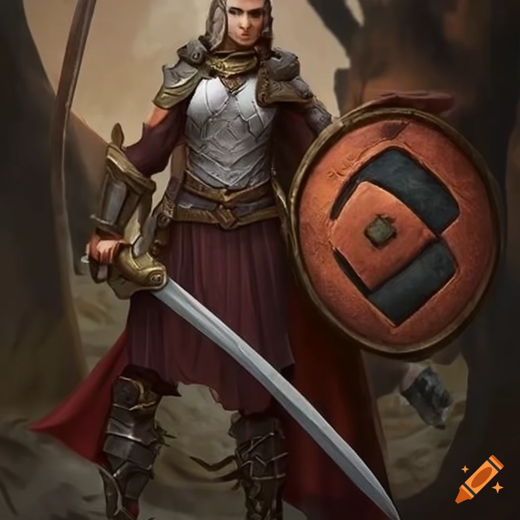 Epic adventurer with sword and shield on Craiyon