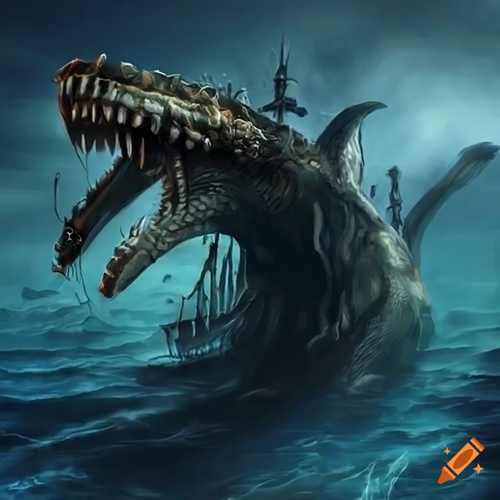 2d artwork of a mighty leviathan on Craiyon