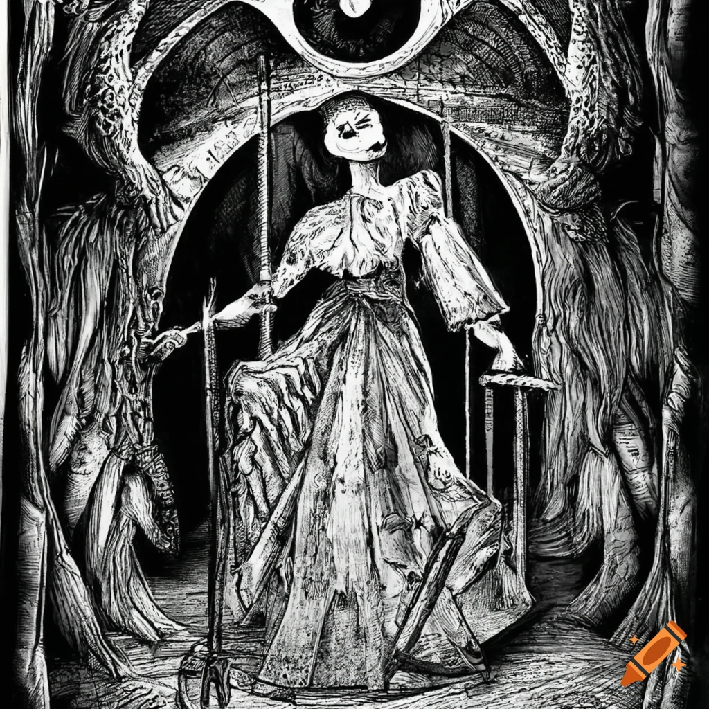 Scary circus tarot card for justice
