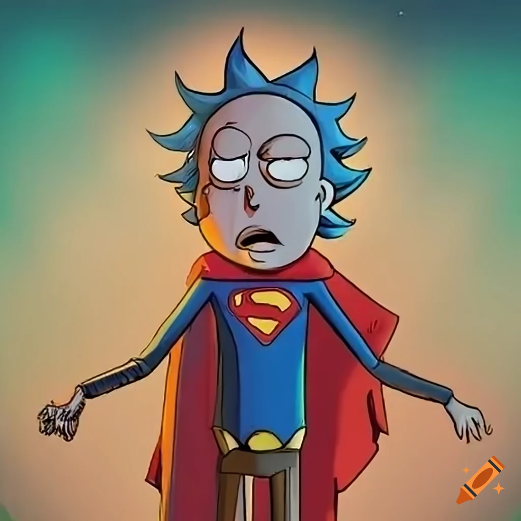 Rick and Morty dressed as Superman on Craiyon
