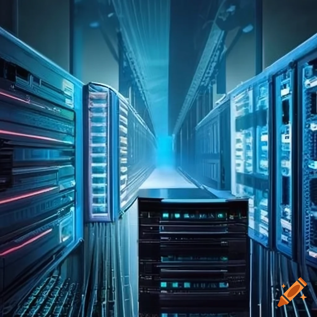 Illustration of server networking on Craiyon