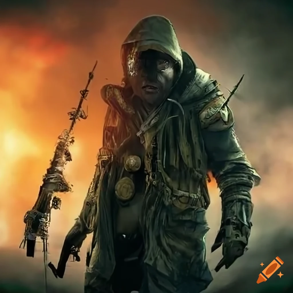 Masculine man in a post-apocalyptic setting on Craiyon